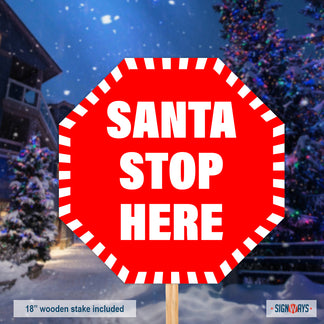 Interstate SignWays Candy Cane Santa Stop Here Stop Sign – Signs By ...